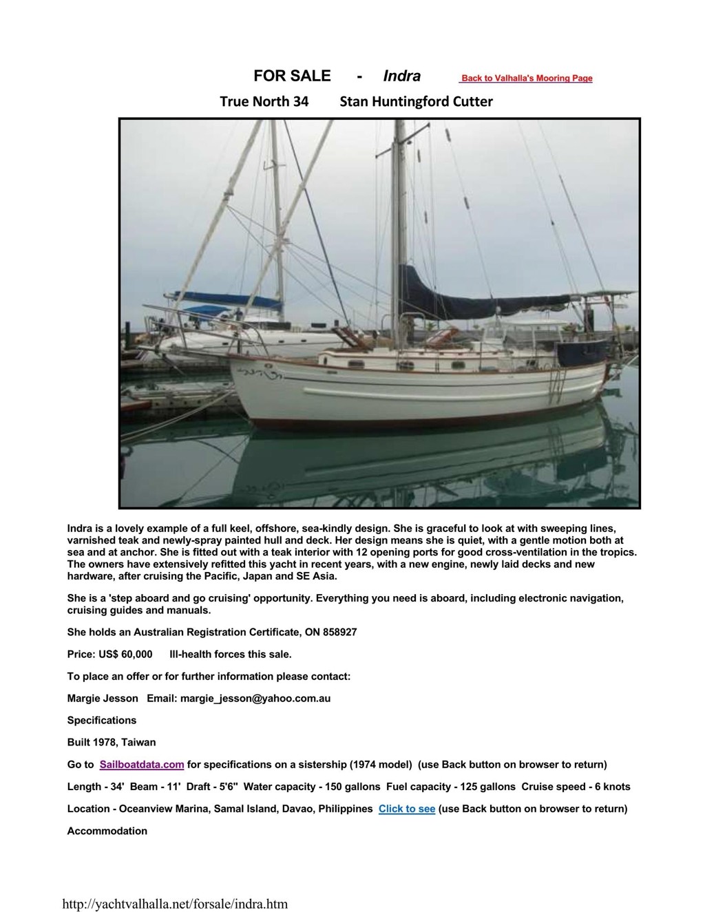 Research – Sailboat Indra, Location, and Owners - Dove Free Spirit